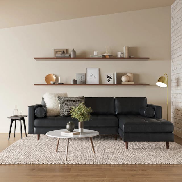 Rectangle Oak & Marble Side Table | Vena | Article