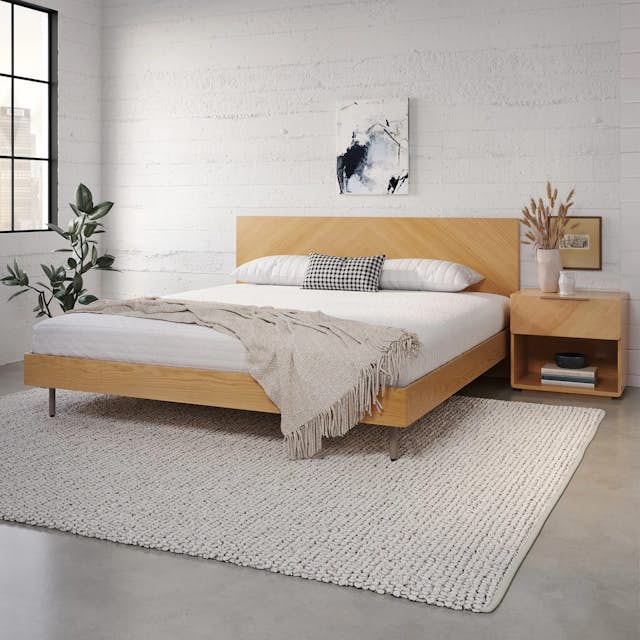 Walnut King-sized Wood Bed Frame w/ Headboard | Nera | Article