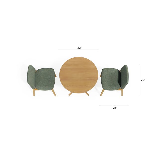 Set of 2 Nosh Oak & Ratine Brown Fabric Dining Chair | Article
