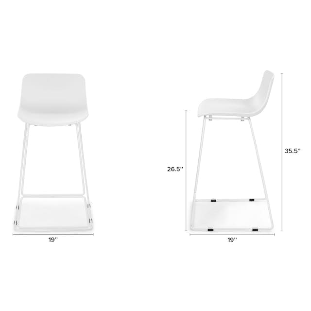 Anco White Moulded Fixed Counter Height Stool | Article