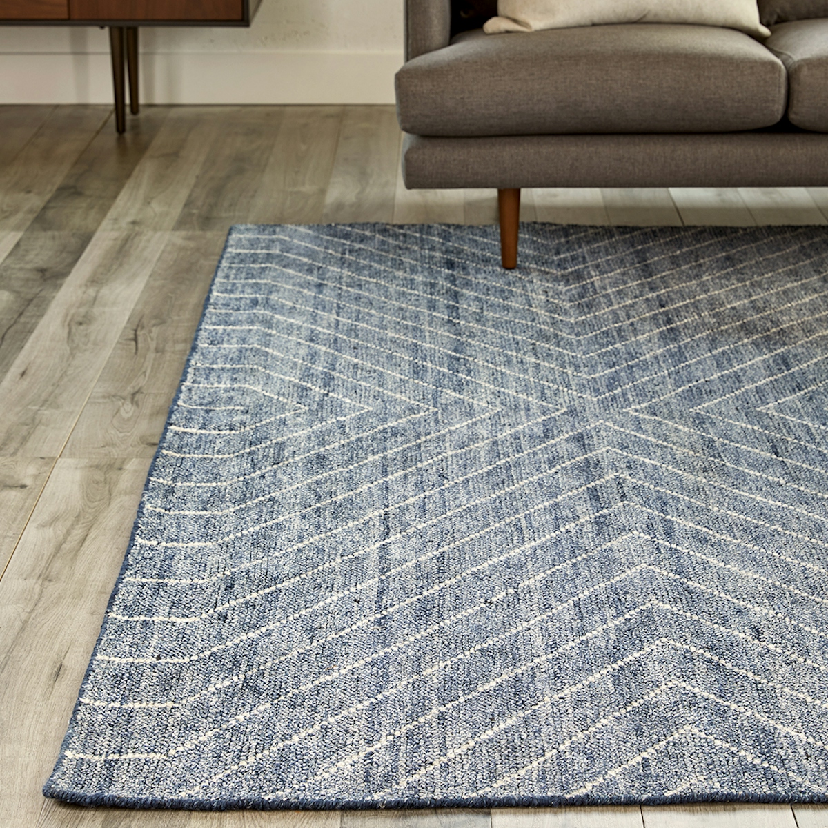 8'x10' Handmade Wave Blue & White Bamboo Silk Rug | Parallel | Article