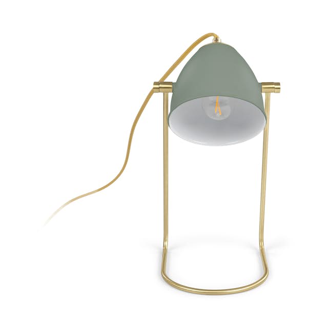 14" Brushed Brass & Green LED Table Lamp | Fila | Article
