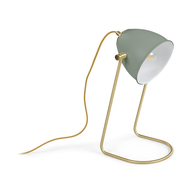 14" Brushed Brass & Green LED Table Lamp | Fila | Article