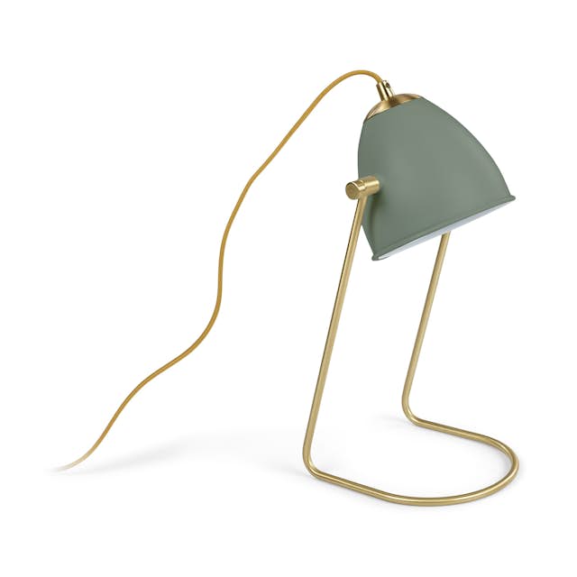 14" Brushed Brass & Green LED Table Lamp | Fila | Article