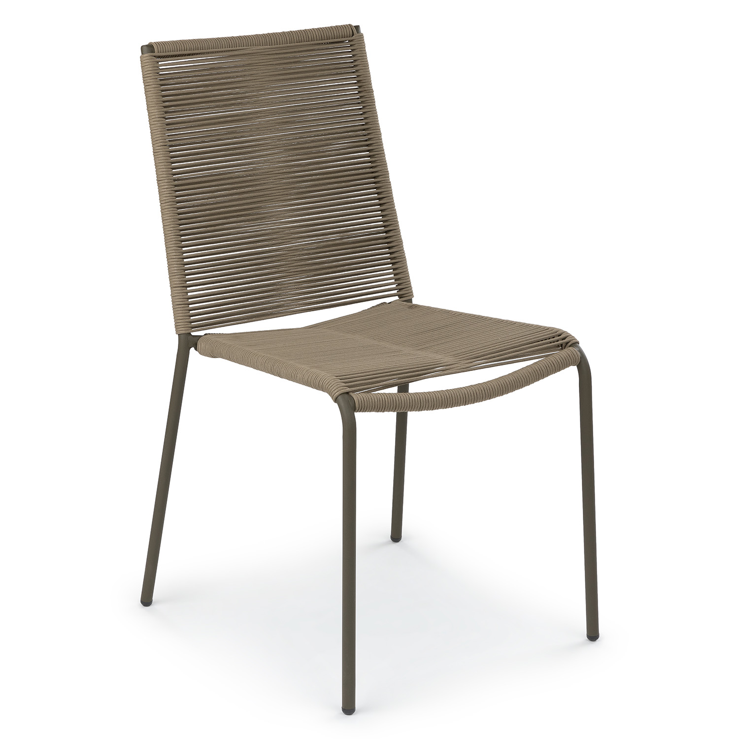 2x Green Outdoor Dining Chairs Woven Rope Steel Frame Industrial Design Article Zina Outdoor Furniture