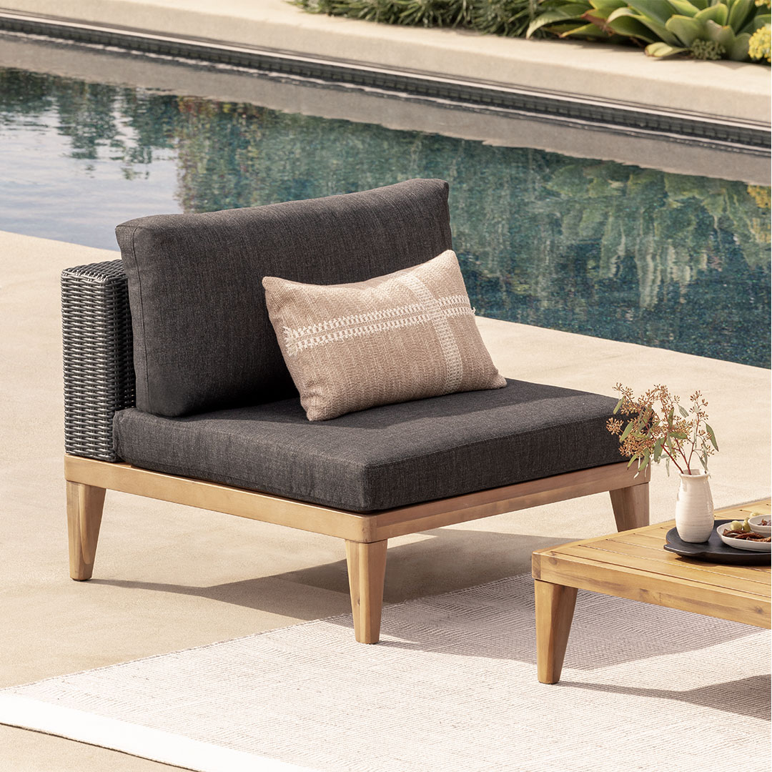 Aeri Wicker Outdoor Lounge Chair Slate Gray Cushion Article