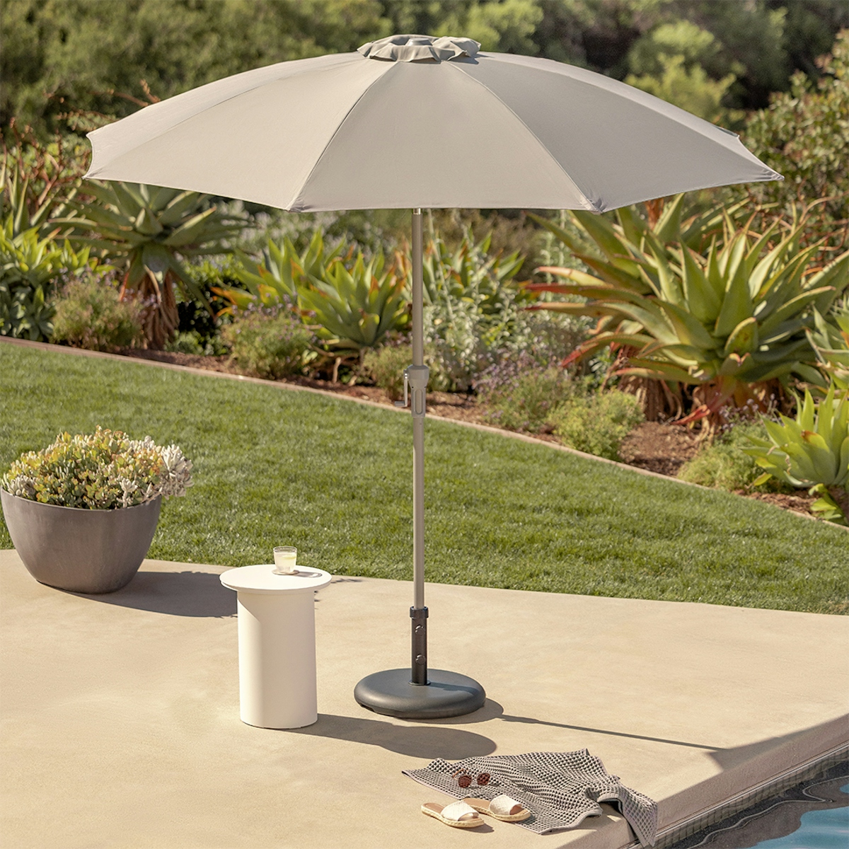 Light Gray Fabric Outdoor Patio Umbrella | Paras | Article