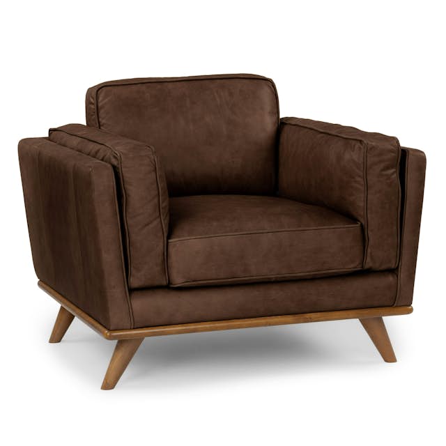 Charme Chocolat Leather w/ Honey Oak Lounge Chair | Timber Collection ...