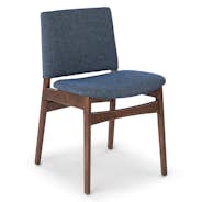 Set of 2 Nosh Walnut & Denim Blue Fabric Dining Chair | Article