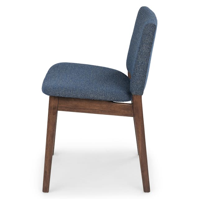 Set of 2 Nosh Walnut & Denim Blue Fabric Dining Chair | Article