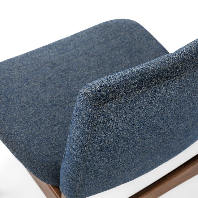 Walnut & Denim Blue Fabric Dining Chair | Nosh | Article