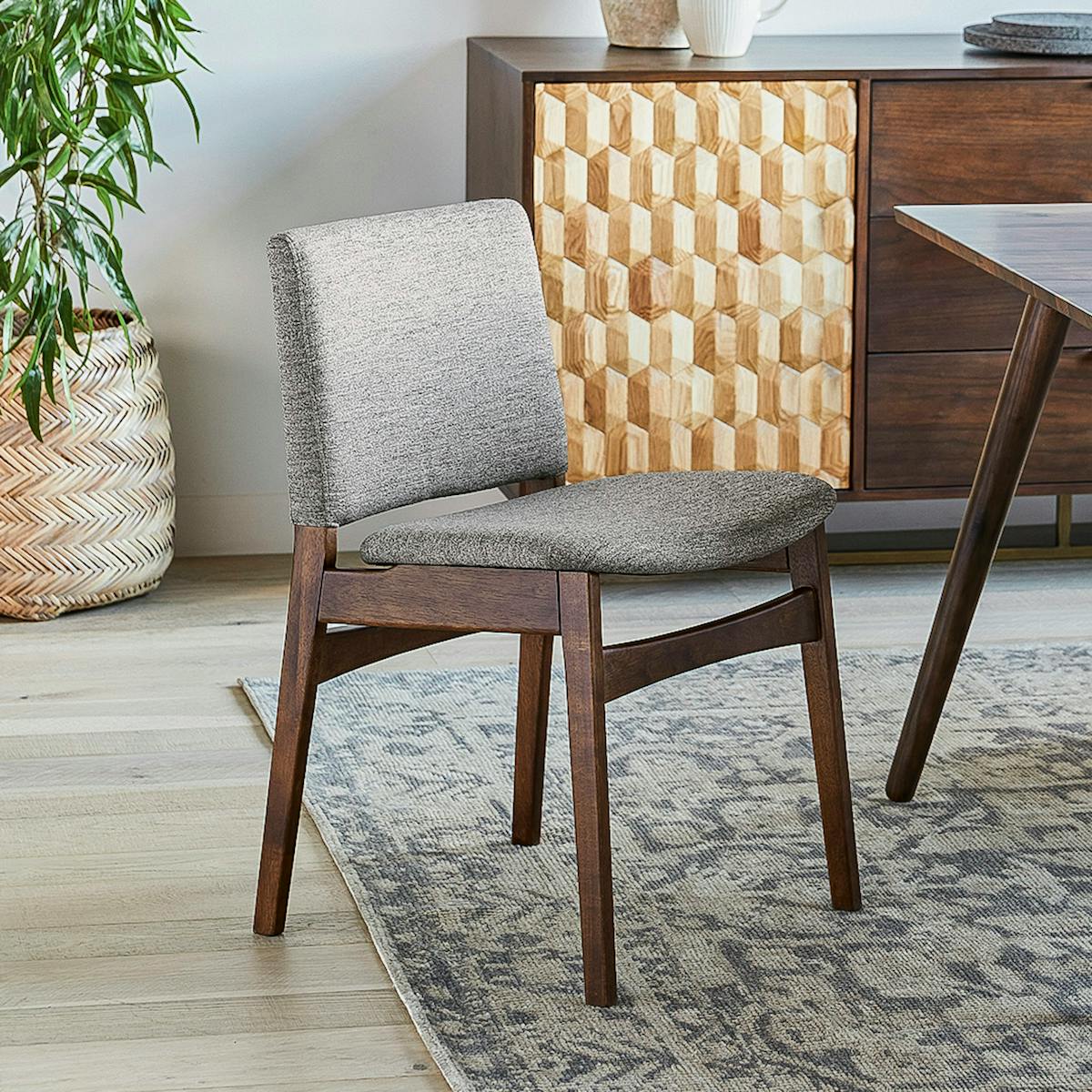 Set of 2 Nosh Walnut & Quarry Gray Fabric Dining Chair | Article