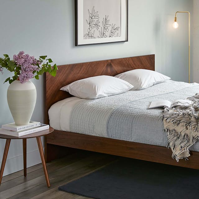 Walnut King-sized Wood Bed Frame w/ Headboard | Nera | Article