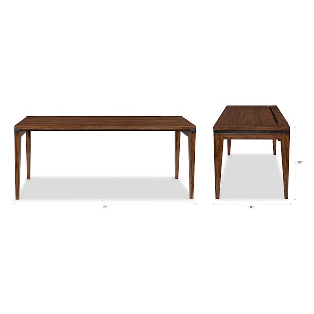 71" Powder Coated Steel & Chestnut Wood Computer Desk | Madera | Article