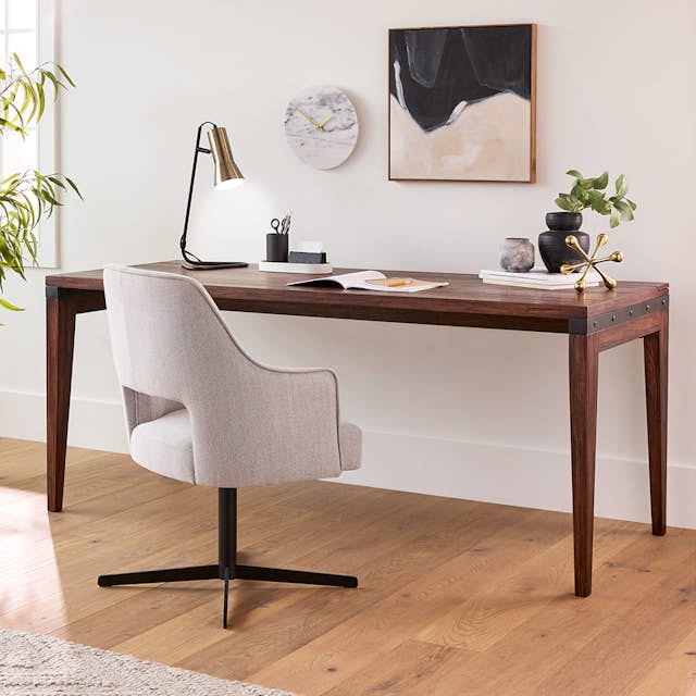 71" Powder Coated Steel & Chestnut Wood Computer Desk | Madera | Article