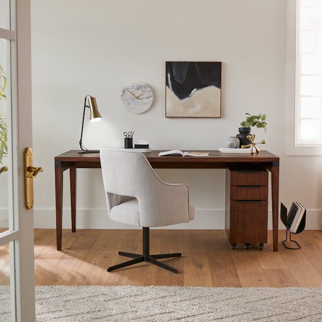 71" Powder Coated Steel & Chestnut Wood Computer Desk | Madera | Article