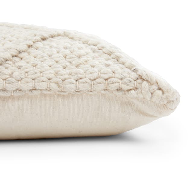 Criss Natural Ivory Handmade Knitted Fabric Throw Pillow | Article
