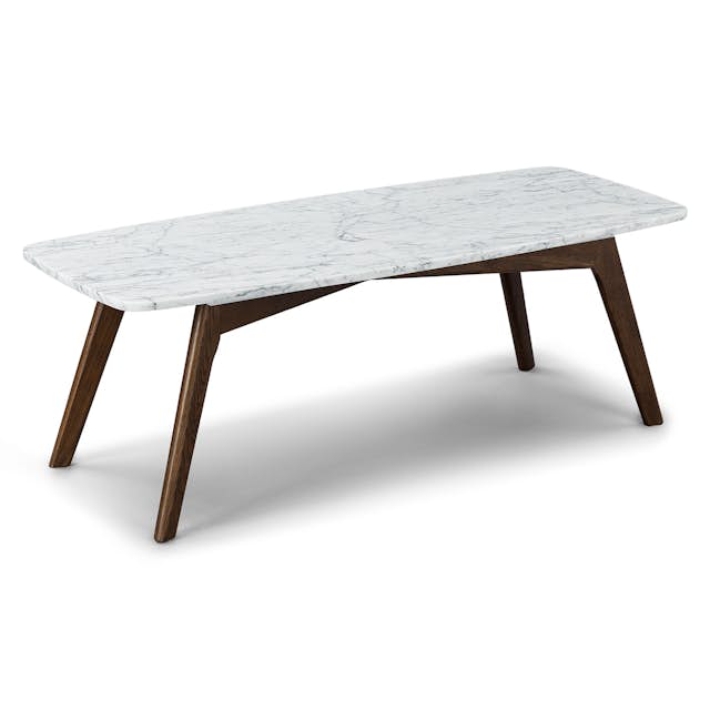 Rectangle Oak & White Marble Coffee Table | Vena | Article