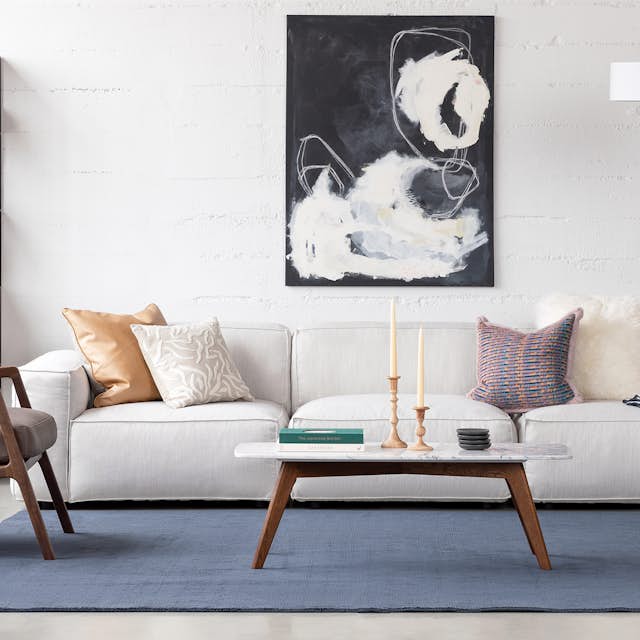 Rectangle Oak & White Marble Coffee Table | Vena | Article