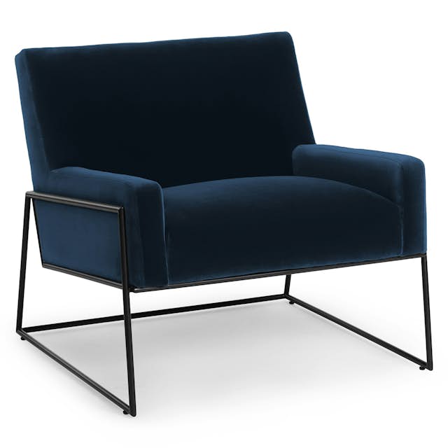 Black Steel & Cascadia Blue Velvet Lounge Chair | Regis | Article