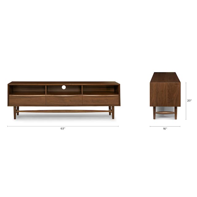 Lenia 63" Walnut Wood Media Unit w/ Storage | Article