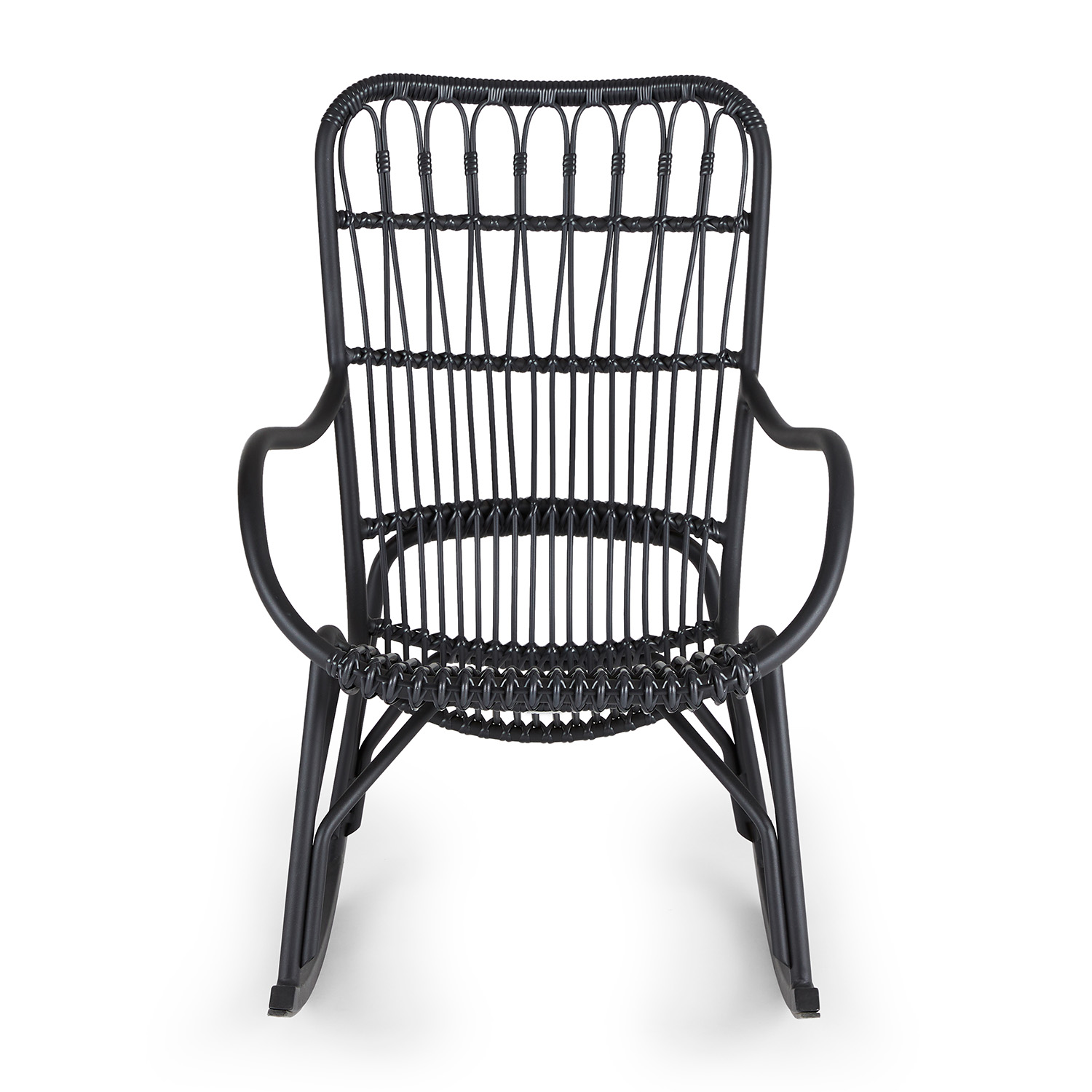 Black Wicker Outdoor Rocking Chair Aluminum Frame Article Medan Modern Furniture