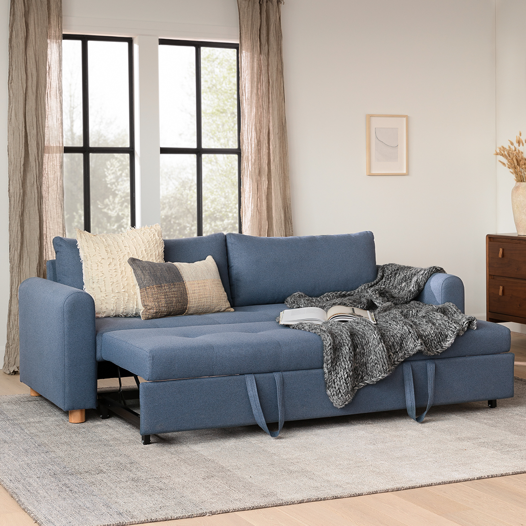 Blue Sofa Bed Wood Legs Article Nordby Modern Furniture