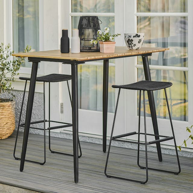 Slate Gray Powder Coated Aluminum & Acacia Wood Bar Table | Latta | Article