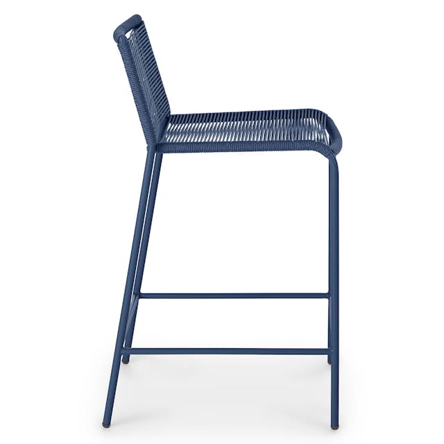 Indigo Blue Metal & Woven Polypropylene Outdoor Counter Stool | Zina ...