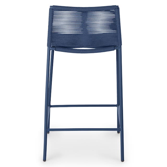 Indigo Blue Metal & Woven Polypropylene Outdoor Counter Stool | Zina ...