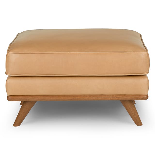 Timber Charme Tan Leather & Wood Ottoman | Article