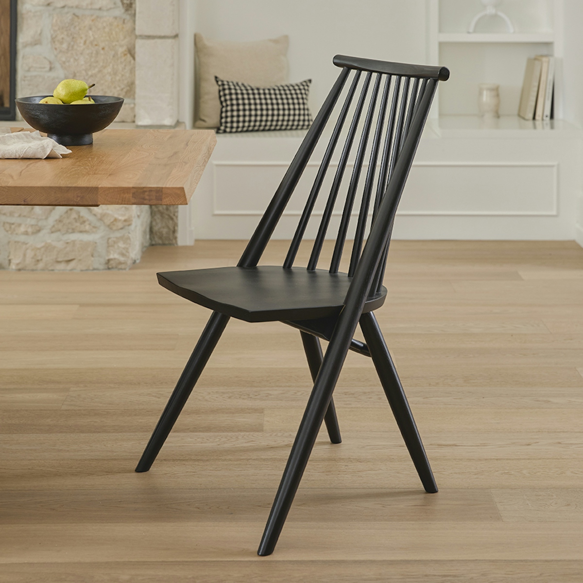 Armless Solid Black Oak Dining Chairs, Japandi Style | Dabo | Article