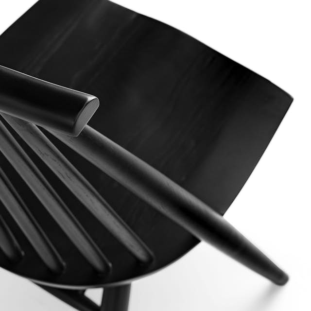 Armless Solid Black Oak Dining Chairs, Japandi Style | Dabo | Article