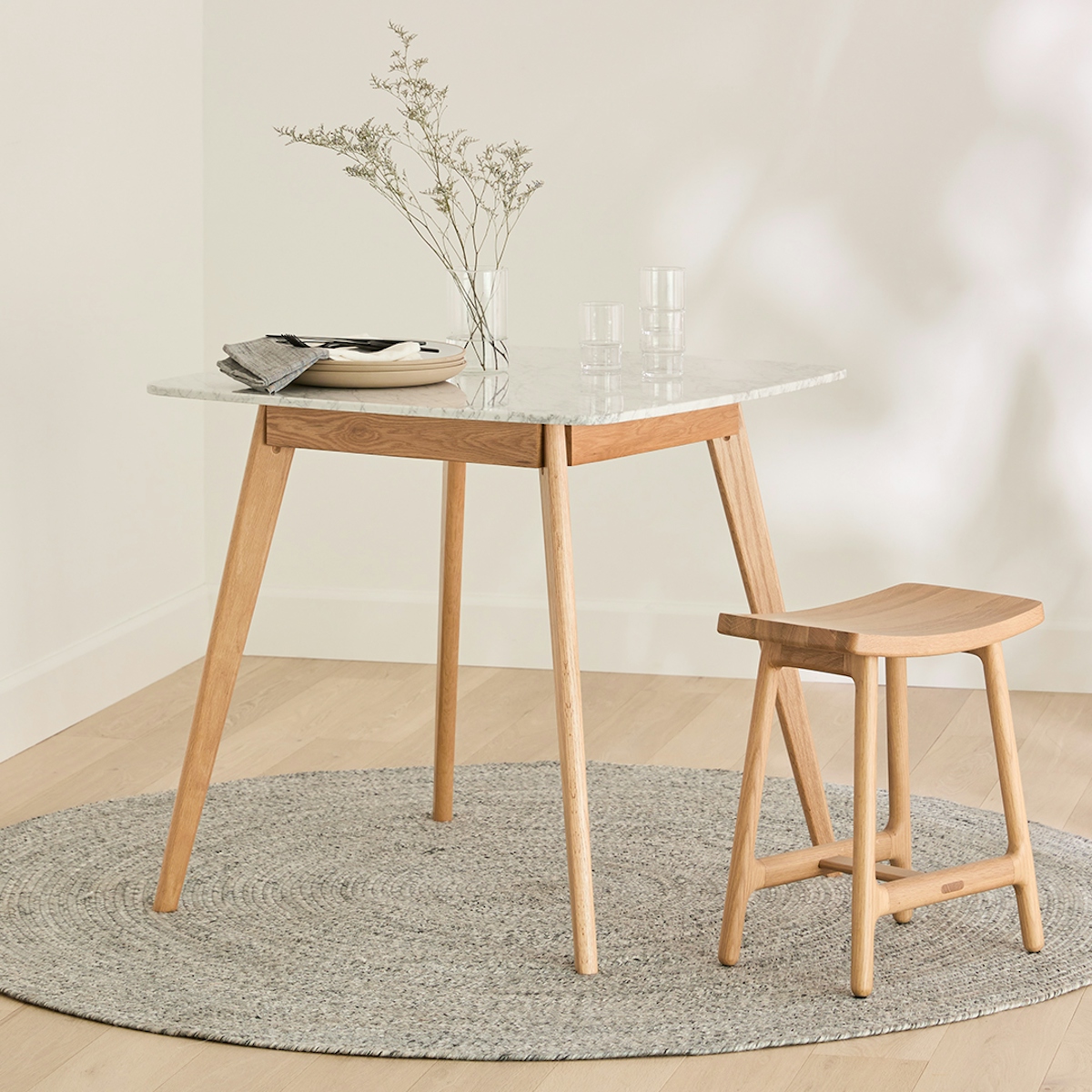 White Marble & Oak Square Cafe Table | Vena | Article