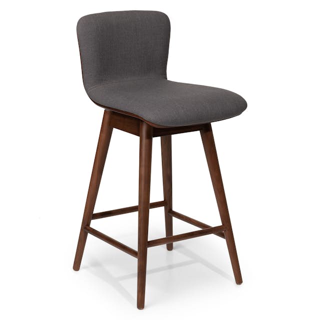 Sede Miller Gray Fabric & Walnut Wood Swivel Counter Stool | Article