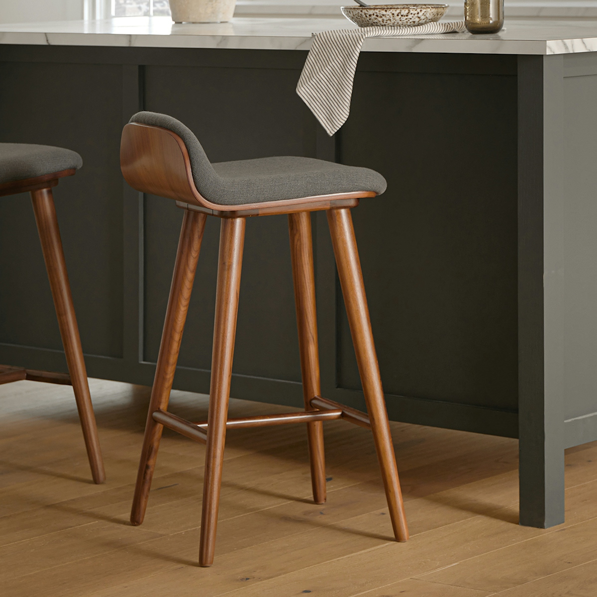 Sede Miller Gray Fabric & Walnut Wood Counter Stool | Article