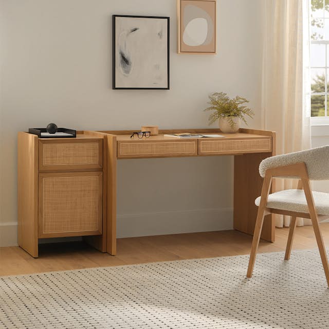 Deca White Oak Computer Desk | Article