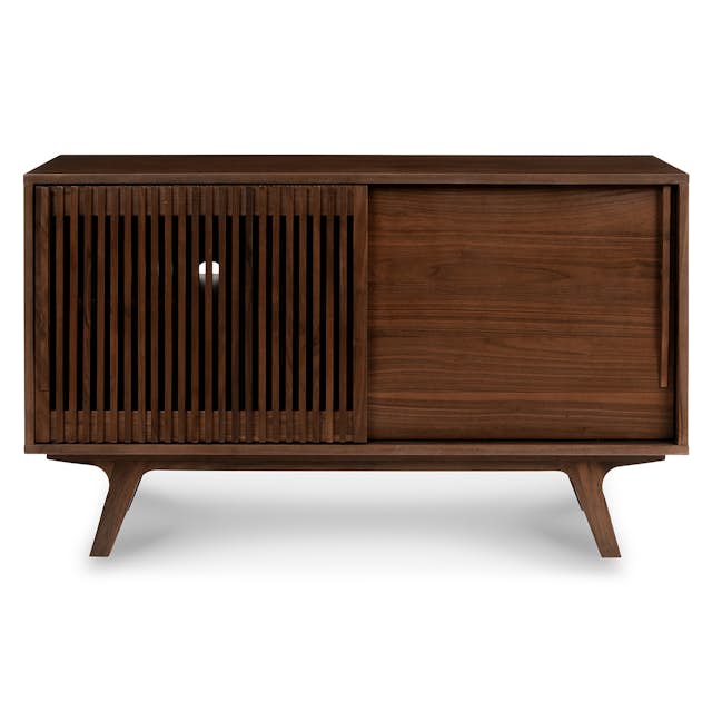 Jokuna American Walnut Media Unit w/ Sliding Doors, Japandi Style | Article
