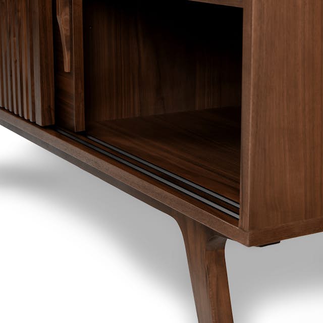 Jokuna American Walnut Media Unit w/ Sliding Doors, Japandi Style | Article