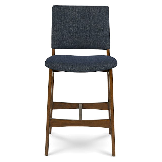 Nosh Denim Blue Fabric & Solid Wood Counter Stool | Article