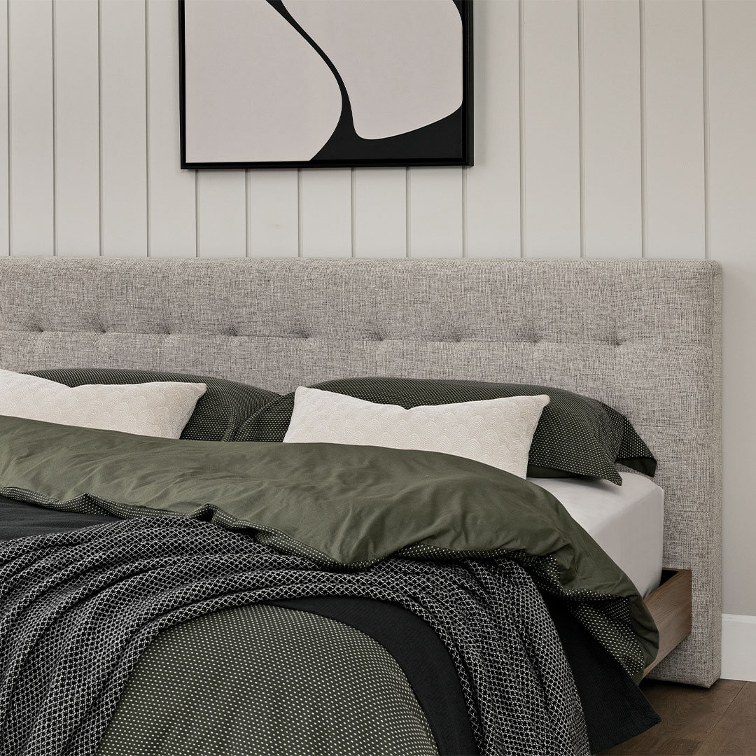 Sven Birch Ivory Fabric Tufted King Sized Wall Mounted Headboard Article