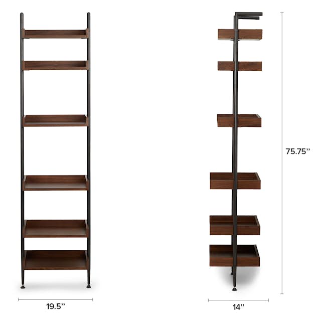 Newberry Walnut Wood And Gunmetal Steel Narrow Shelf Article