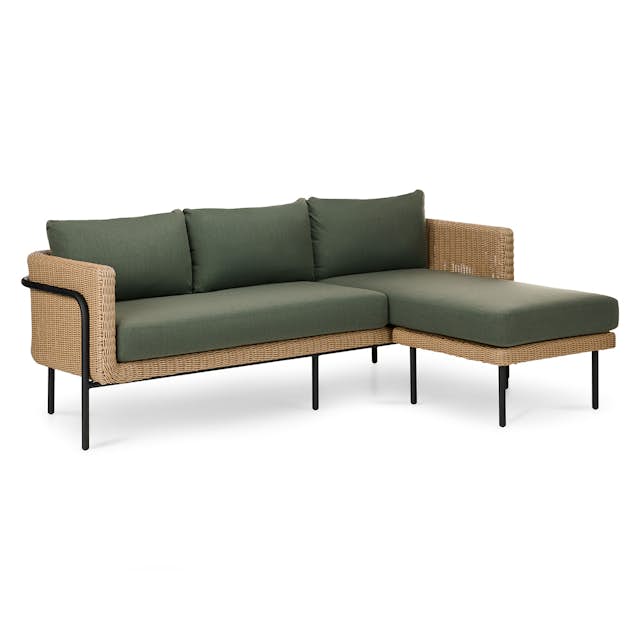 Aby Dravite Green Fabric & Resin Wicker Outdoor Sectional | Article