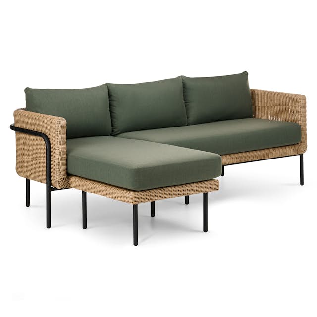 Aby Dravite Green Fabric & Resin Wicker Outdoor Sectional | Article