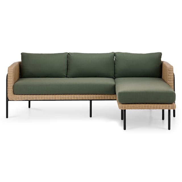Aby Dravite Green Fabric & Resin Wicker Outdoor Sectional | Article