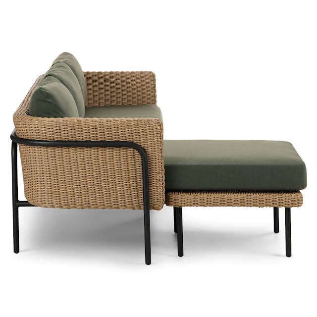 Aby Dravite Green Fabric & Resin Wicker Outdoor Sectional | Article