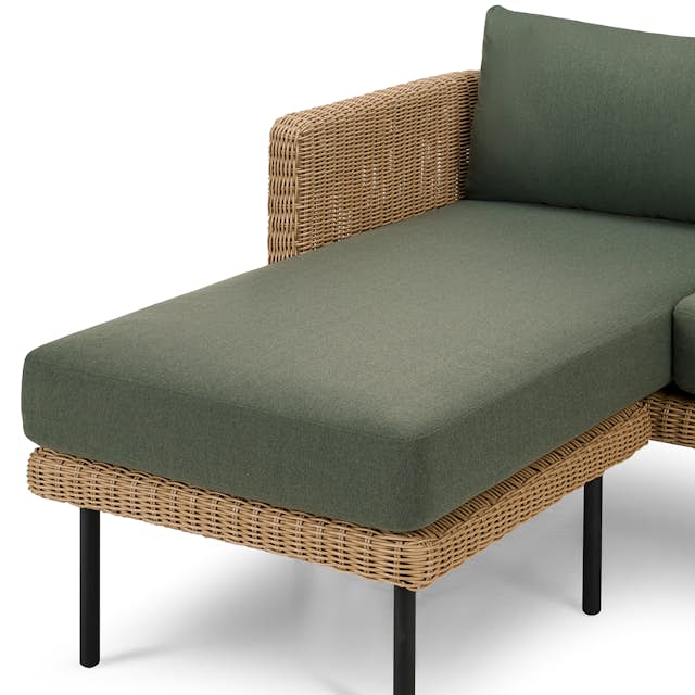 Aby Dravite Green Fabric & Resin Wicker Outdoor Sectional | Article