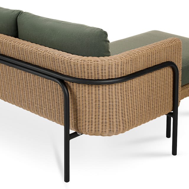 Aby Dravite Green Fabric & Resin Wicker Outdoor Sectional | Article