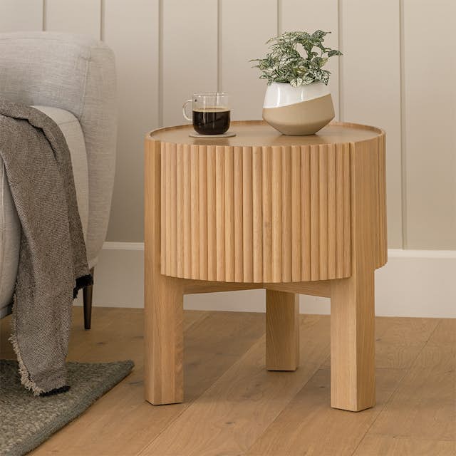 Fortra Oak Wood & Storage Side Table | Article