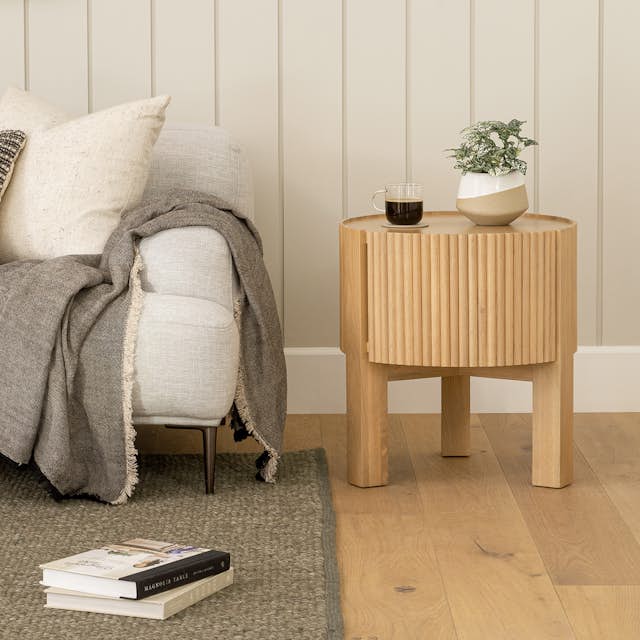 Fortra Oak Wood & Storage Side Table | Article